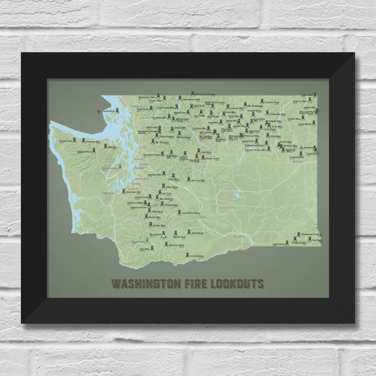 Washington Fire Lookouts Map 11x14 Print | Best Maps Ever