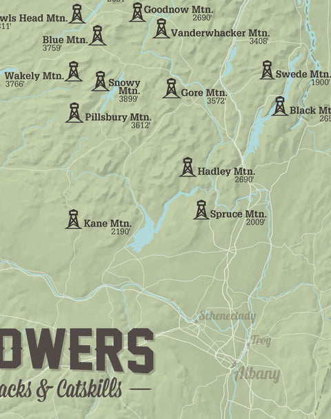 Adirondack Fire Tower Challenge Map 11x14 Print – Best Maps Ever