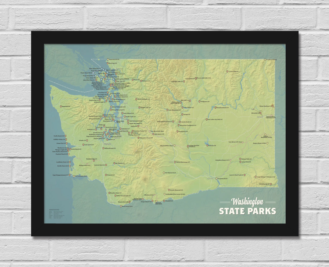 Washington State Parks Map 18x24 Poster | Best Maps Ever