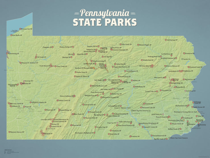 Pennsylvania State Parks Map 18x24 Poster | Best Maps Ever