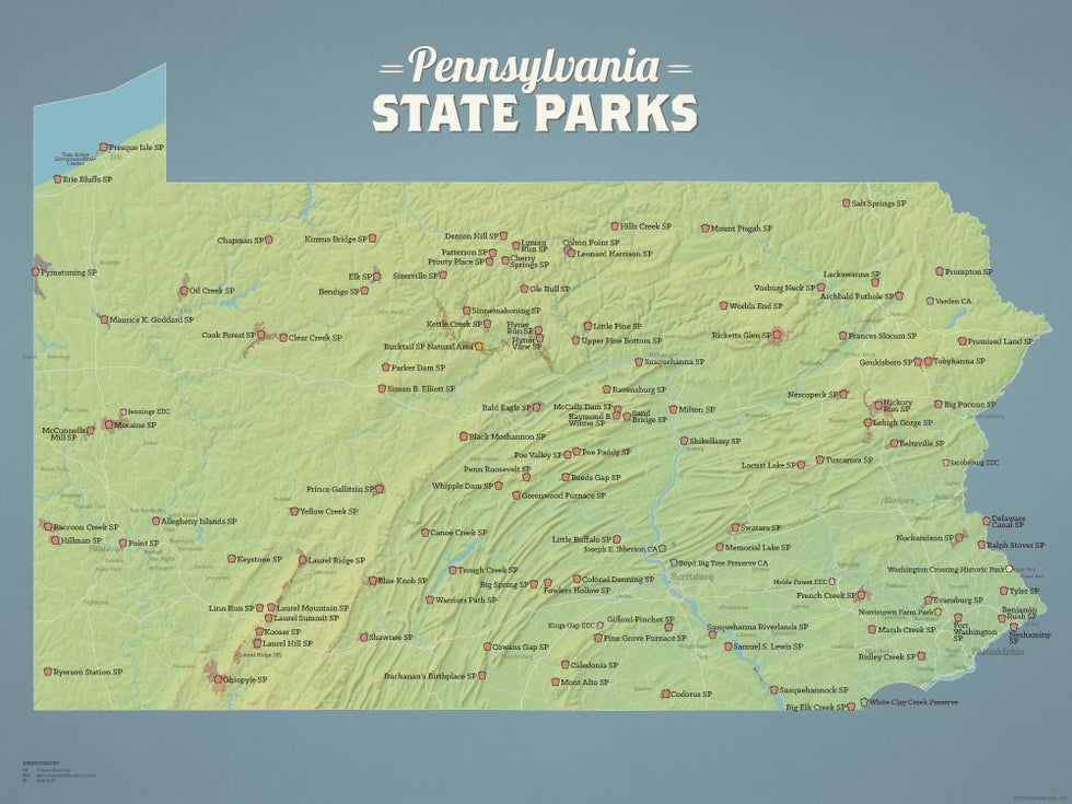 Pennsylvania State Parks Map 18x24 Poster | Best Maps Ever