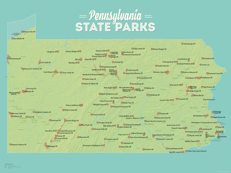 Pennsylvania State Parks Map 18x24 Poster | Best Maps Ever