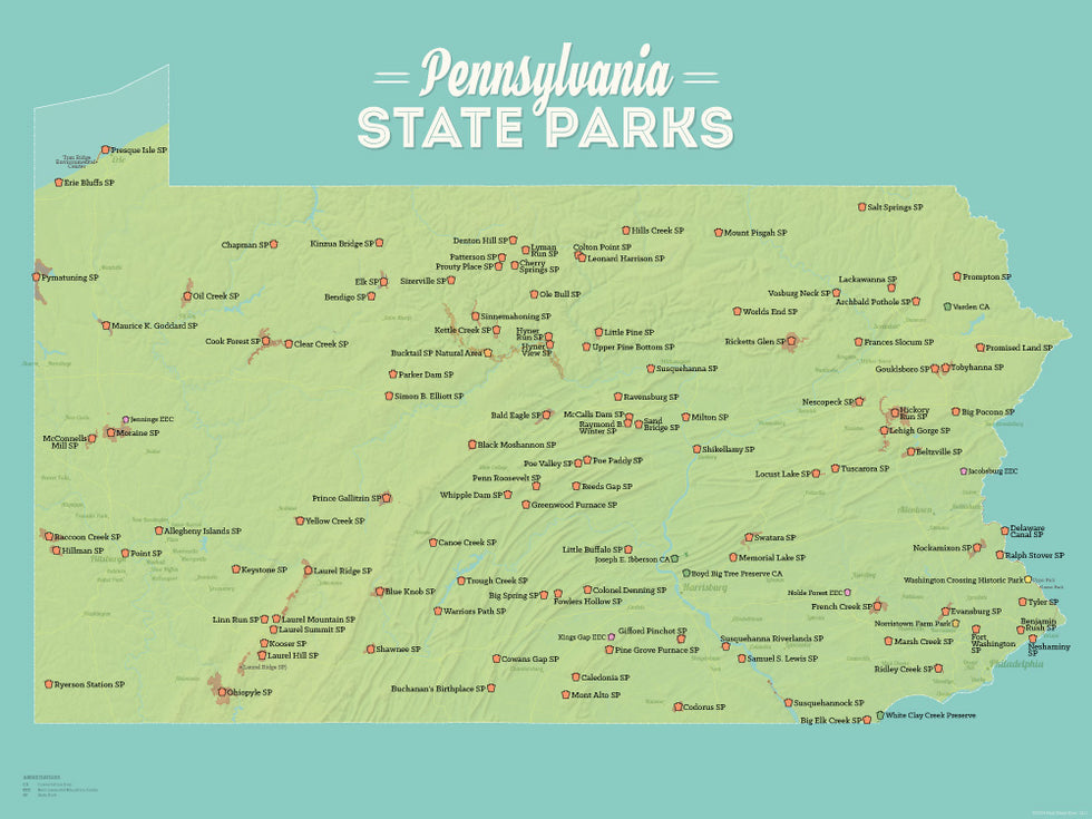 Pennsylvania State Parks Map 18x24 Poster | Best Maps Ever
