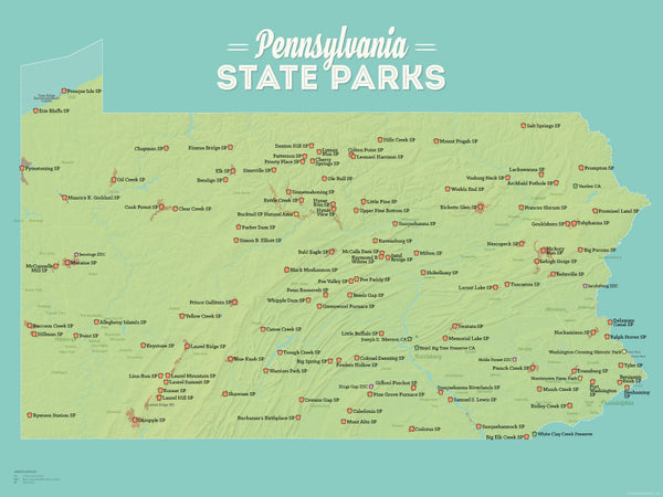 Pennsylvania State Parks Map 18x24 Poster - Best Maps Ever
