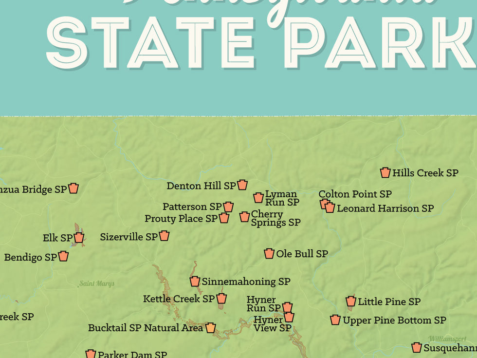 Pennsylvania State Parks Map 18x24 Poster | Best Maps Ever