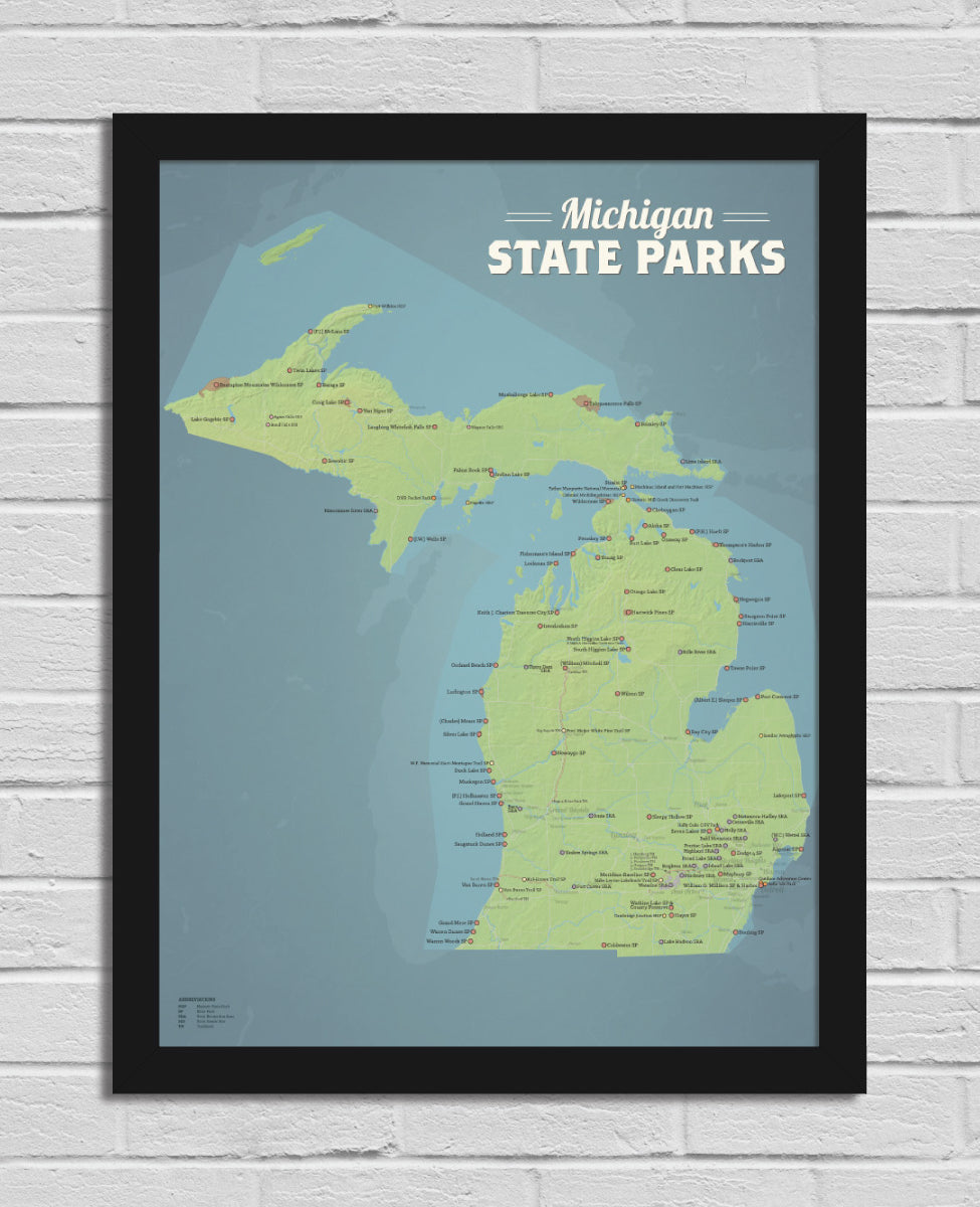 Michigan State Parks Map 18x24 Poster | Best Maps Ever