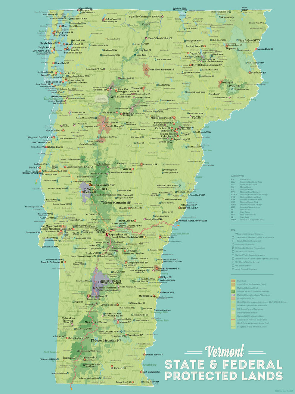 Vermont State Parks & Federal Lands Map 18x24 Poster – Best Maps Ever