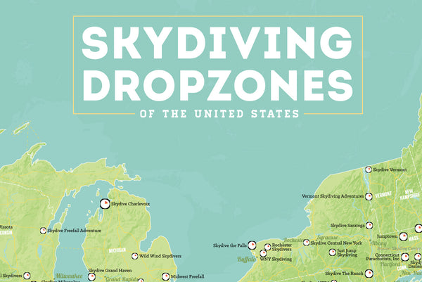 US Skydiving Dropzones Map 24x36 Poster - Best Maps Ever