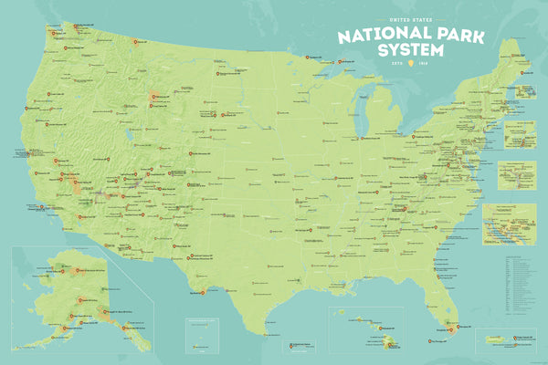 431 National Park System Units Map 24x36 Poster - Best Maps Ever