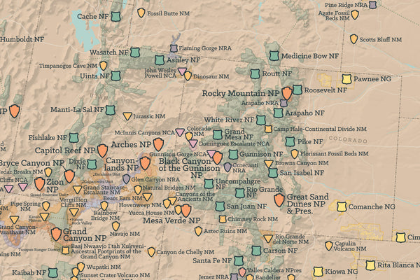 US National Parks, Monuments & Forests Map 24x36 Poster - Best Maps Ever