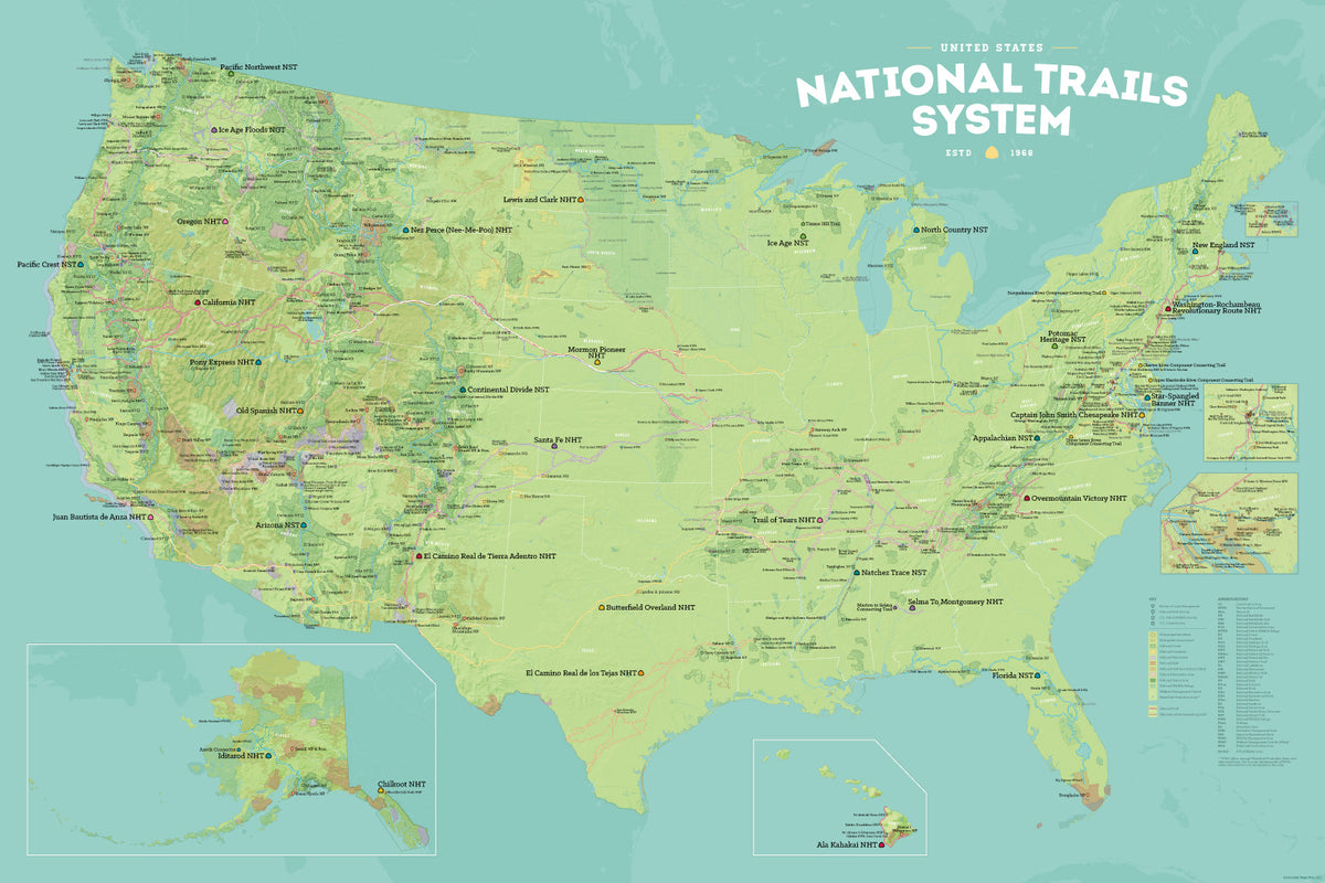 US National Trails System Map 24x36 Poster | Best Maps Ever