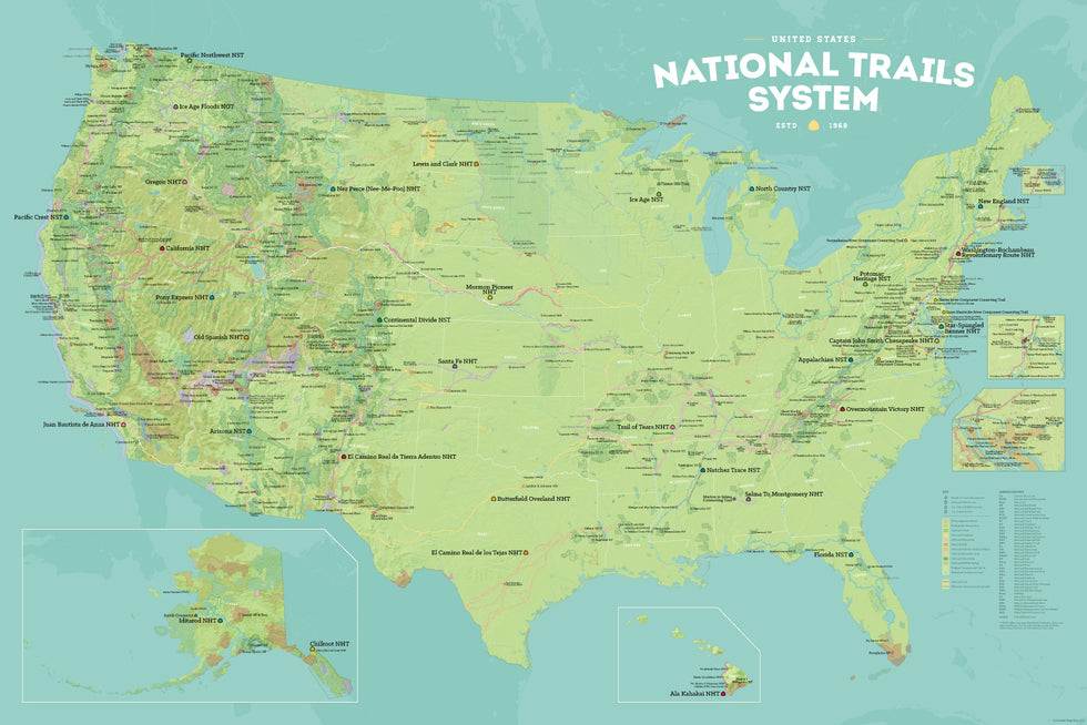 US National Trails System Map 24x36 Poster | Best Maps Ever