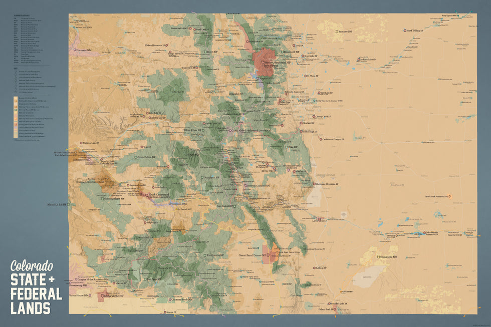 Colorado State Parks & Federal Lands Map 24x36 Poster | Best Maps Ever