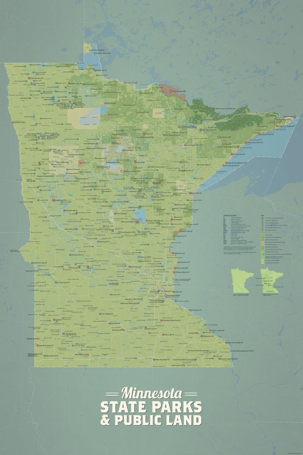 Minnesota State Parks & Public Land Map 24x36 Poster - Best Maps Ever