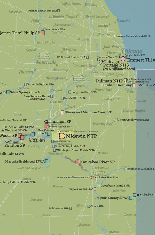 Illinois State Parks & Public Land Map 24x36 Poster - Best Maps Ever
