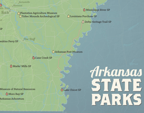 Arkansas State Parks Map 11x14 Print - Best Maps Ever