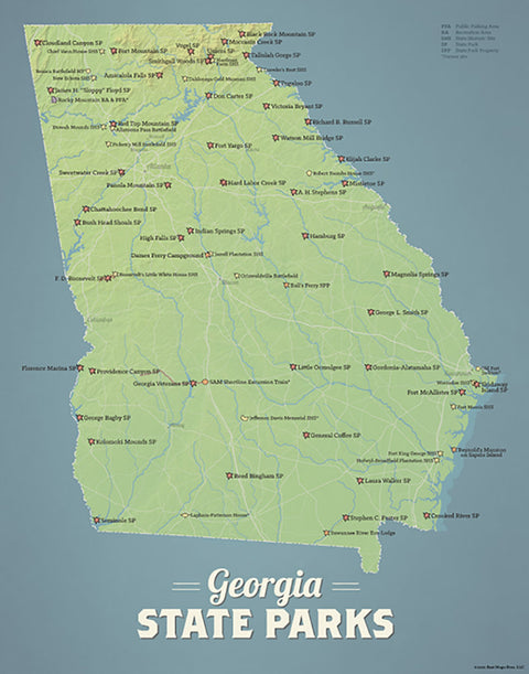 Georgia State Parks Map 11x14 Print | Best Maps Ever