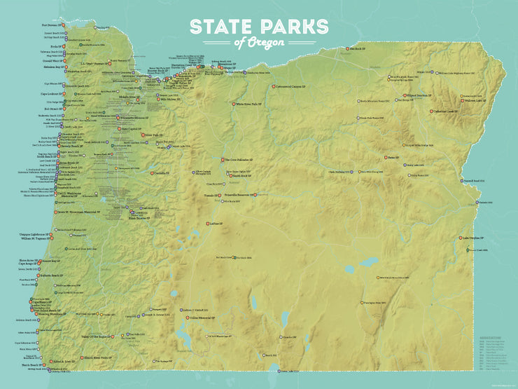 Oregon State Parks Map 18x24 Poster | Best Maps Ever