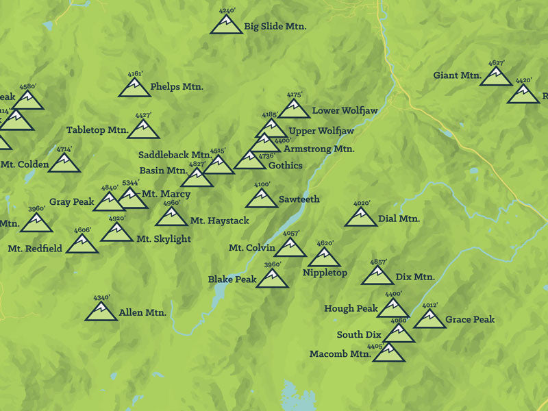 Adk 46 High Peaks Map - Ansley Melloney Adk 46 High Peaks Map - Ansley Melloney