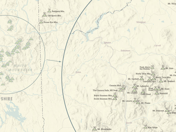 New England Hundred Highest Map 18x24 Poster - Best Maps Ever