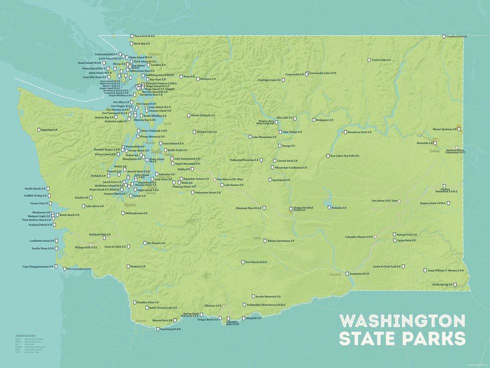 Washington State Parks Map 18x24 Poster | Best Maps Ever
