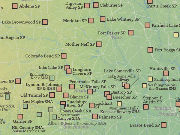Texas State Parks Map 18x24 Poster - Best Maps Ever