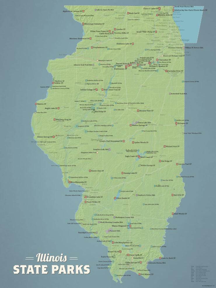 Illinois State Parks Map 18x24 Poster | Best Maps Ever