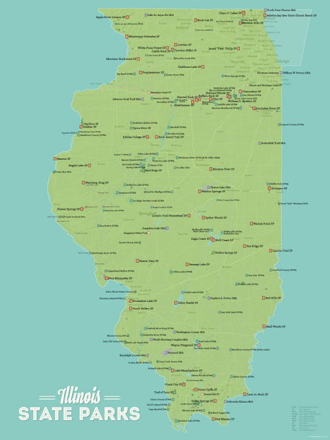 Illinois State Parks Map 18x24 Poster | Best Maps Ever