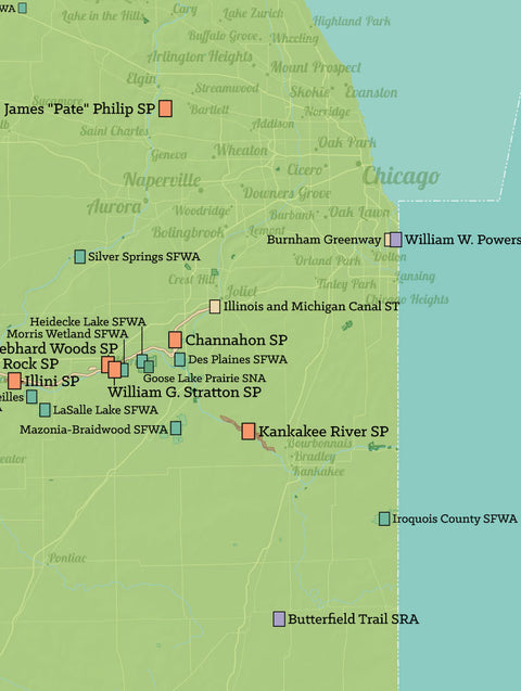 Illinois State Parks Map 18x24 Poster | Best Maps Ever