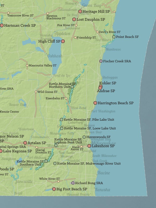 Wisconsin State Parks Map 18x24 Poster - Best Maps Ever