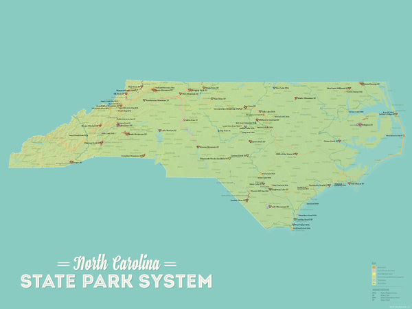 North Carolina State Park System Map 18x24 Poster - Best Maps Ever