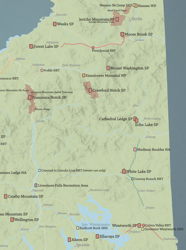 New Hampshire State Parks Map 18x24 Poster - Best Maps Ever