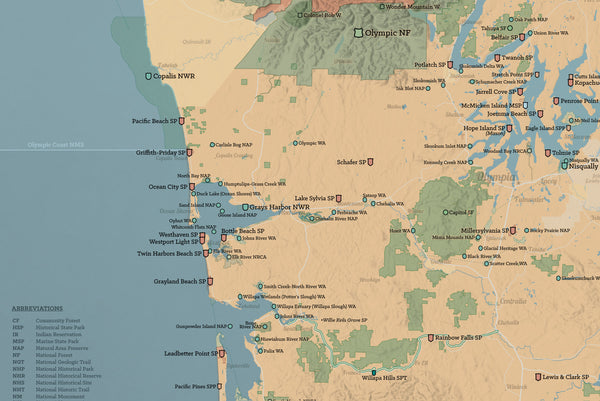 Washington State Parks & Federal Lands Map 24x36 Poster - Best Maps Ever