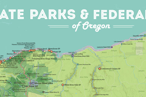 Oregon State Parks & Federal Lands Map 24x36 Poster | Best Maps Ever