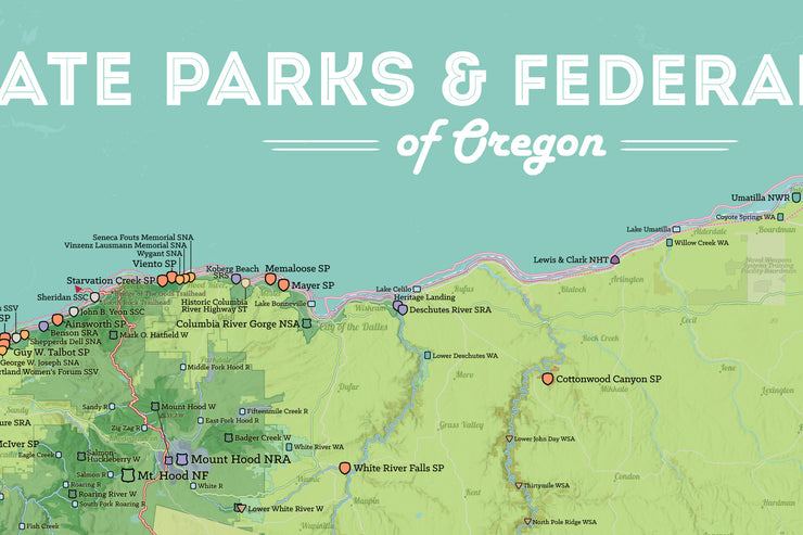 Oregon State Parks & Federal Lands Map 24x36 Poster – Best Maps Ever