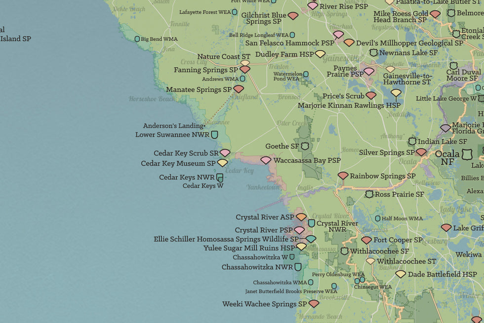 Florida State Parks & Federal Lands Map 24x36 Poster | Best Maps Ever