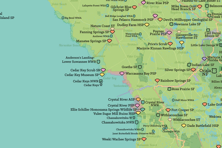 Florida State Parks & Federal Lands Map 24x36 Poster | Best Maps Ever