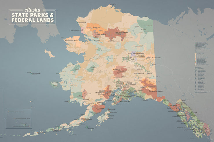 Alaska State Parks & Federal Lands Map 24x36 Poster | Best Maps Ever