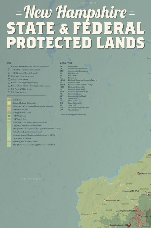 New Hampshire State Parks & Federal Land Map 24x36 Poster - Best Maps Ever